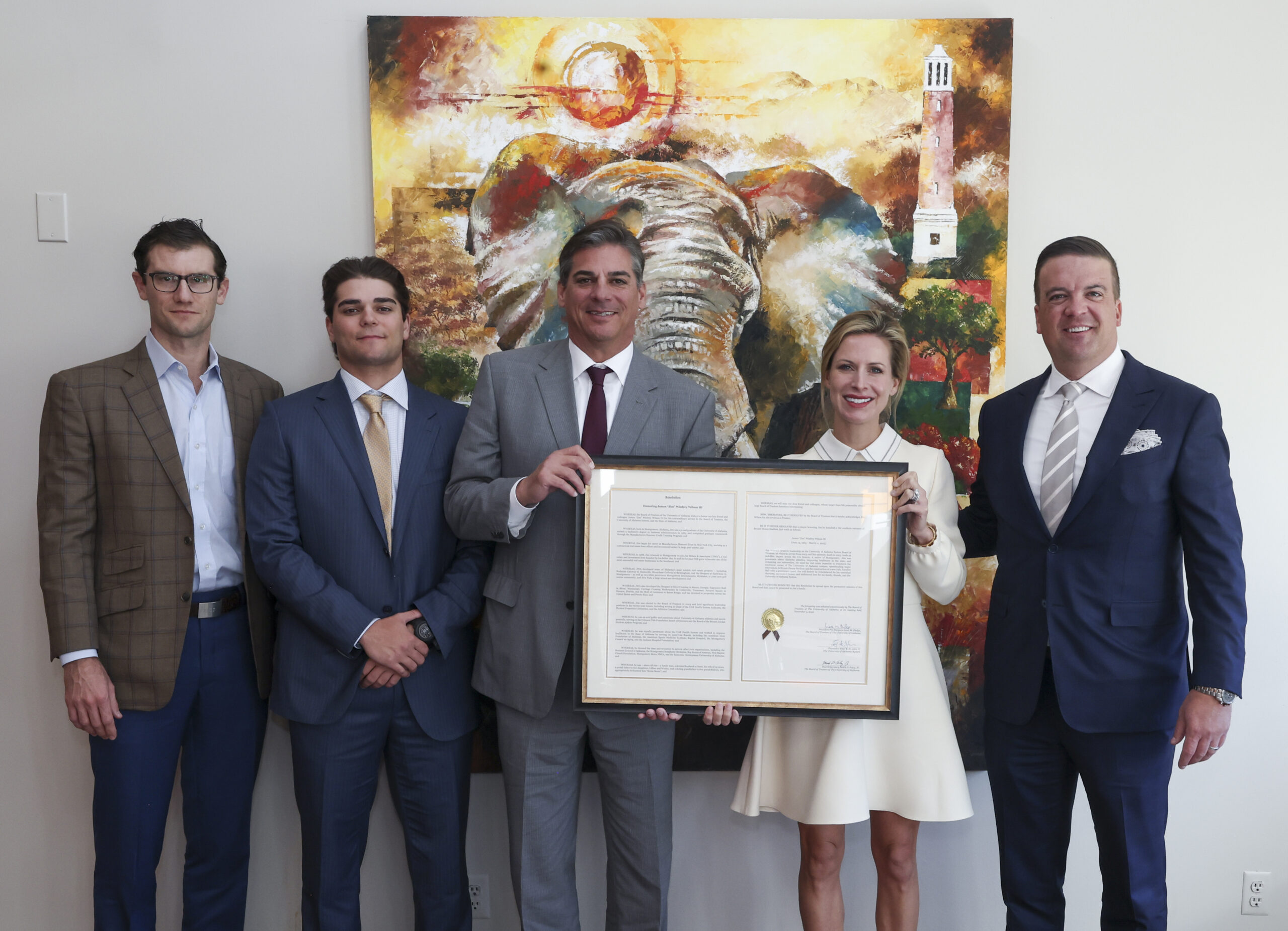 The Board of Trustees of the University of Alabama Honors James W. Wilson III - JWA Companies